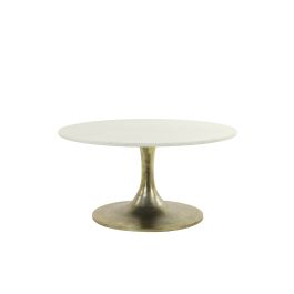 Coffee table Ø76x36 cm RICKERD white marble+antique bronze